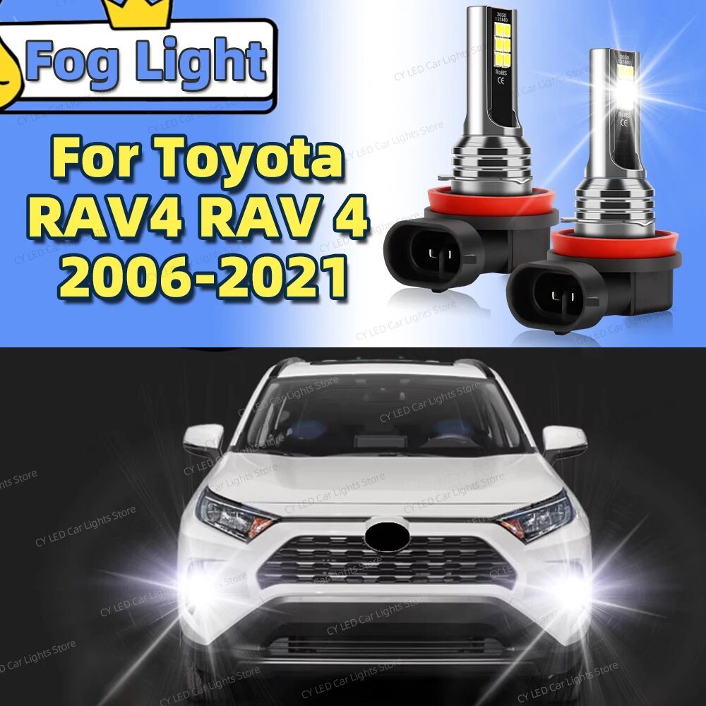 2 шт. светодиодные передние противотуманные фары для Toyota RAV4 RAV 4 2006-2021 2007 2008 2009 2010 2011 2012 2013 2014 2015 2016 6000K Canbus
