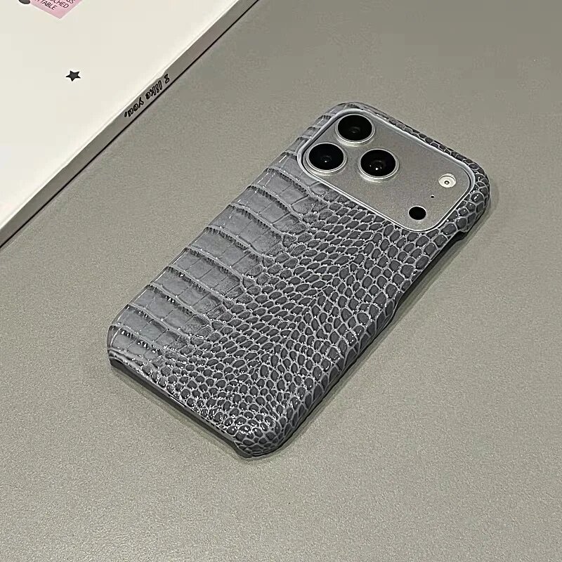 Серый чехол для iPhone 17 с текстурой крокодила, SKY BLUE