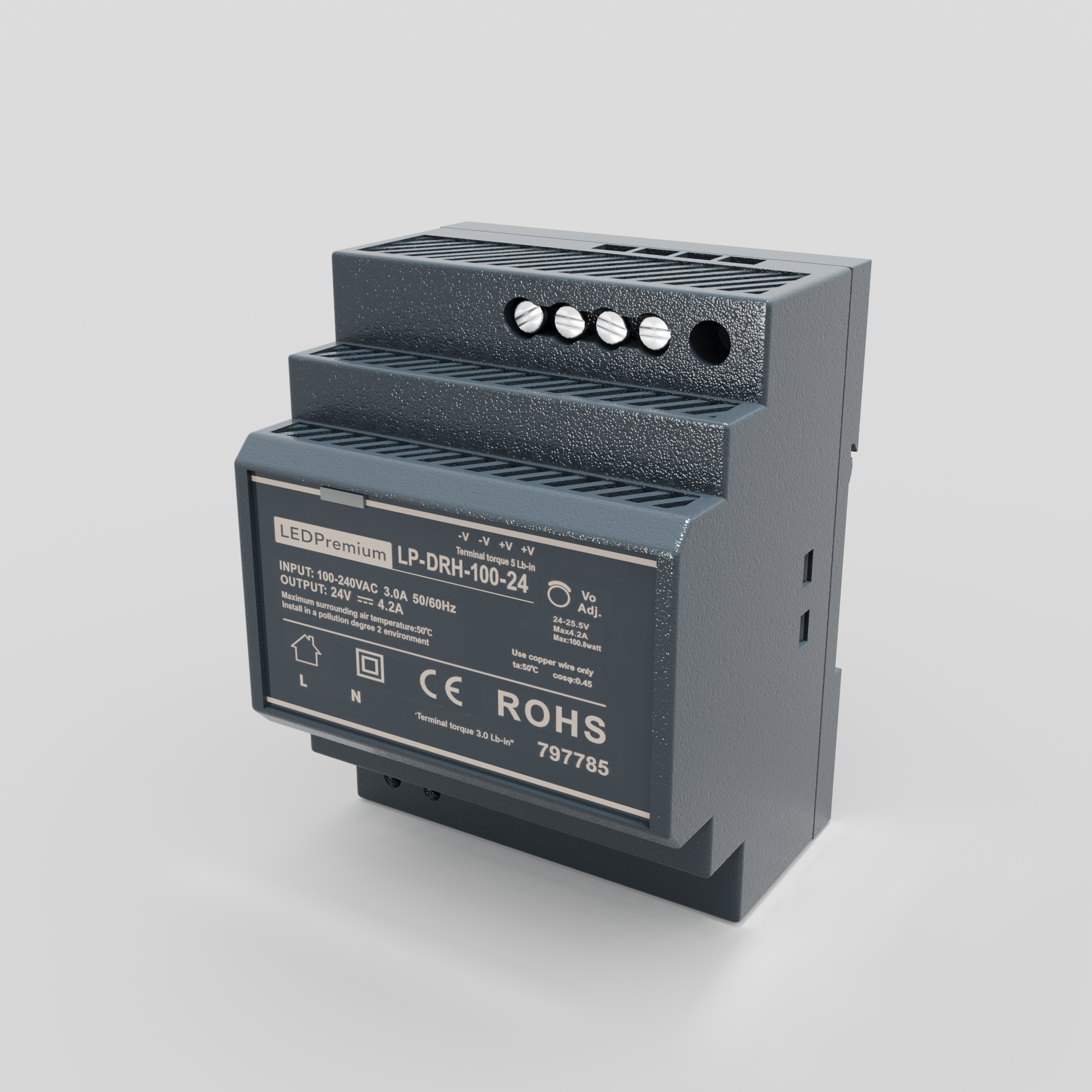 Источник напряжения ShopLEDs Блок питания на DIN-рейку SL-DRH-100-24 (24V, 4.17A, 100W, IP20)