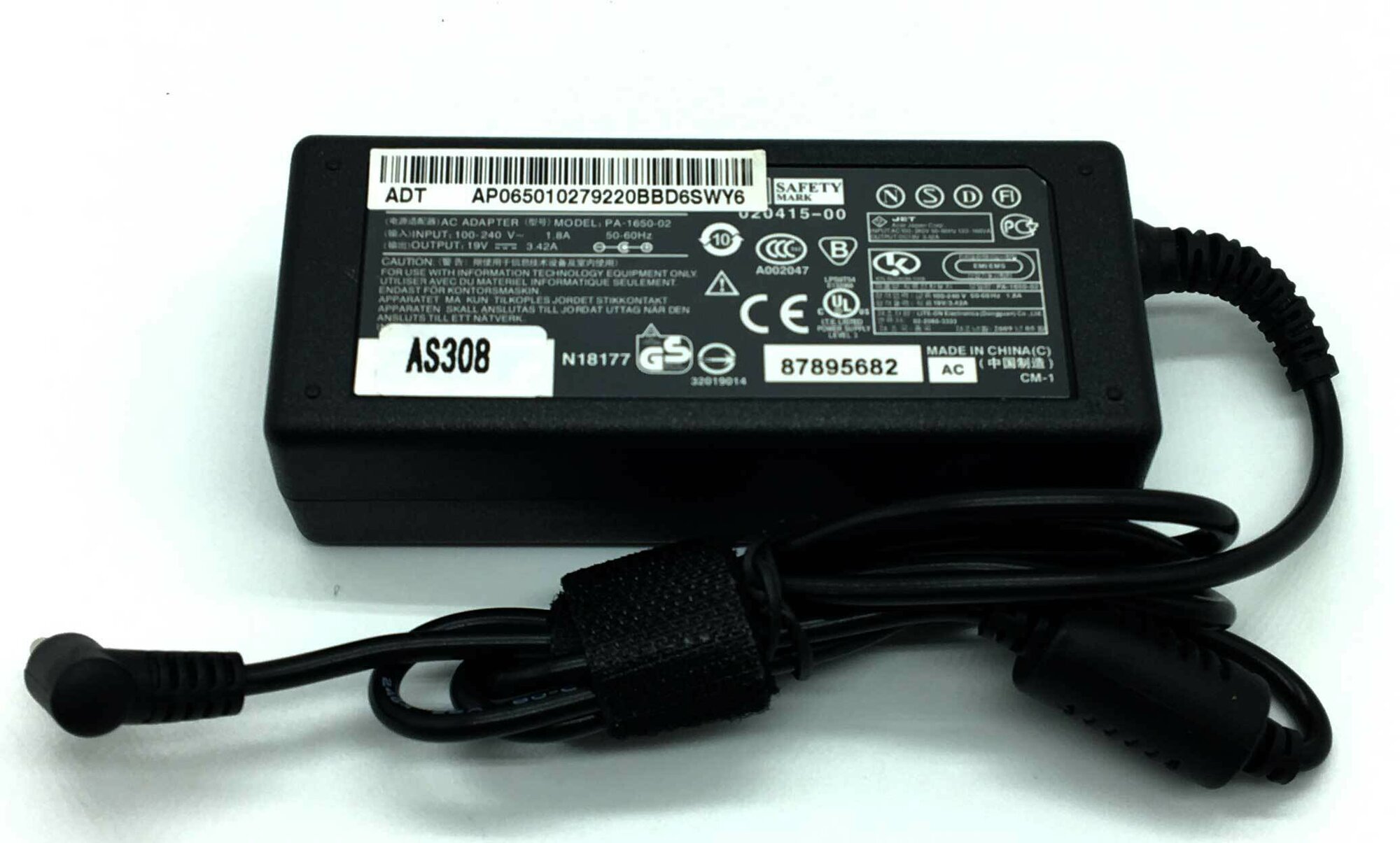 Блок питания для ноутбука Acer Aspire и Iconia Tab 19V 3.42A (Разъем 3.0х1.1 мм) 65w