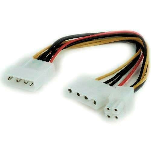 Кабель питания Cablexpert CC-PSU-4 Molex штекер на 1 ATX 4-контактное гнездо + 1 Molex гнездо - кабель 15 см