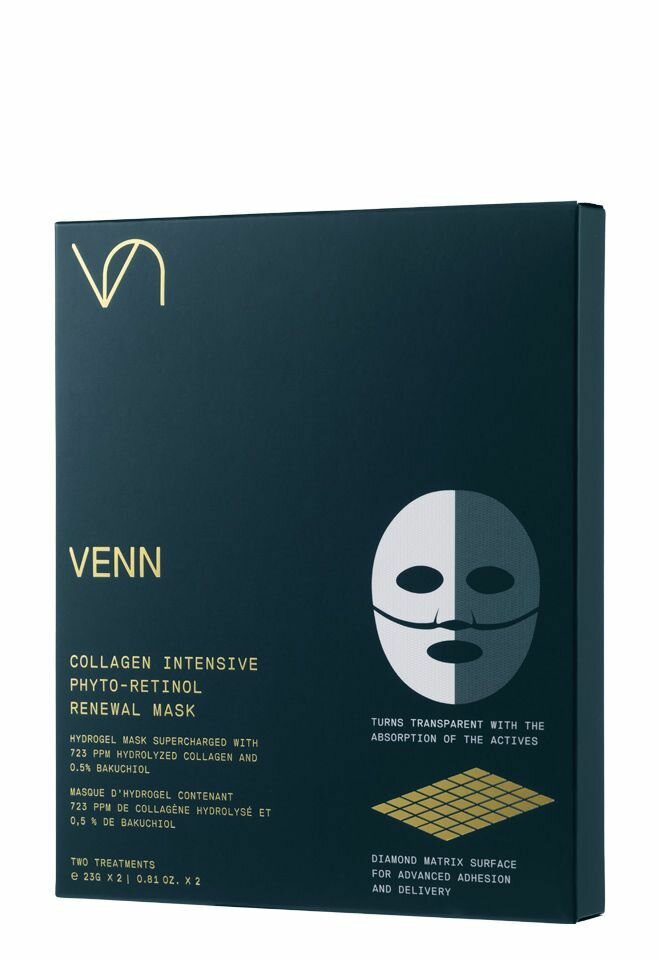 VENN Collagen Intensive Phyto-Retinol Renewal Mask 23 g x 2 - обновляющая гидрогелевая маска для лица с коллагеном и фито-ретинолом, набор из двух масок