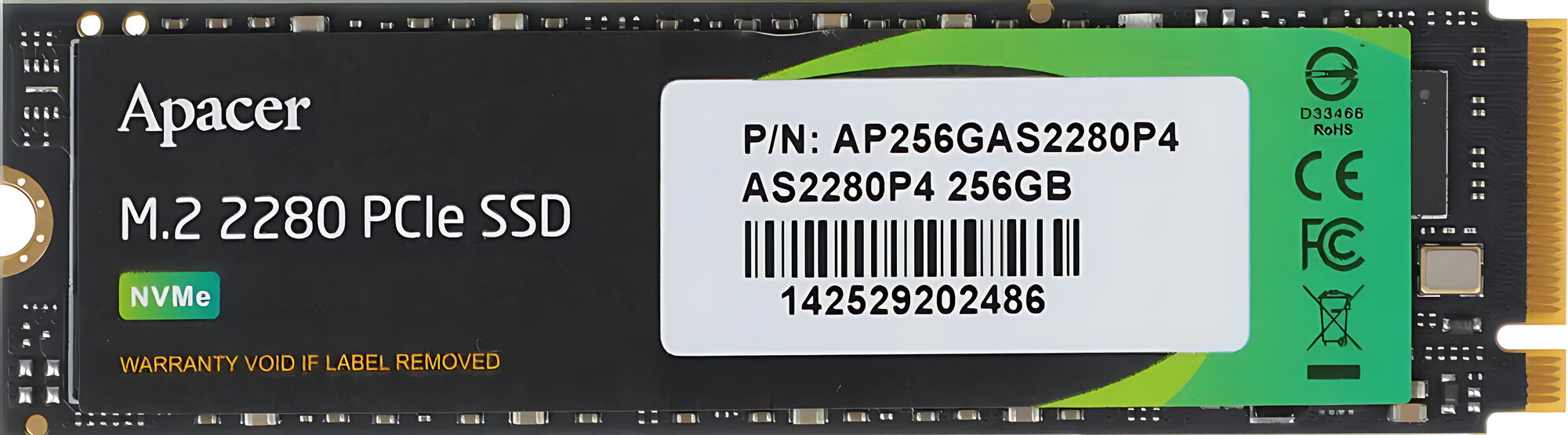 Жесткий диск SSD M.2 256Gb Apacer AS2280P4, 2100/1300MBs, 265000 IOPS, TLC 3D NAND, 2280, PCI-E3.0 x4 (AP256GAS2280P4-1)