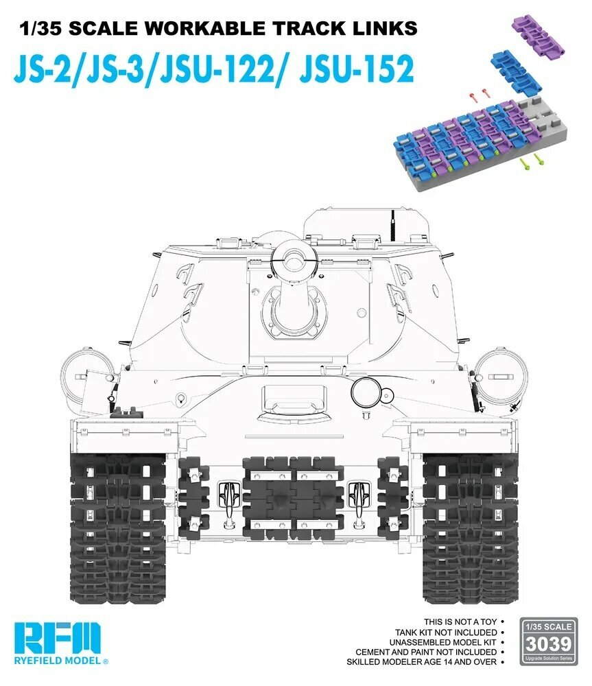 Rye Field Model (RFM) RM3039 Подвижные гусеничные звенья масштаба 1/35 для танков ИС-2/ИС-3/ИСУ-122/ИСУ-152