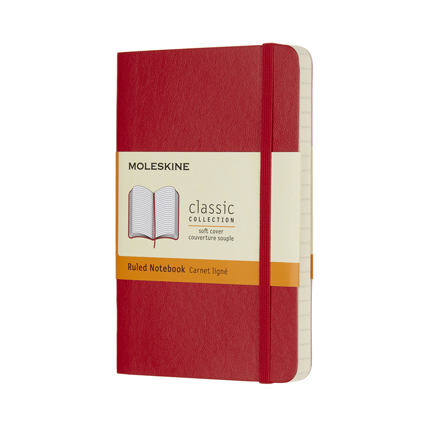 Записная книжка Moleskine Classic Soft (мягкая обложка), в линейку Pocket (9х14см), красная