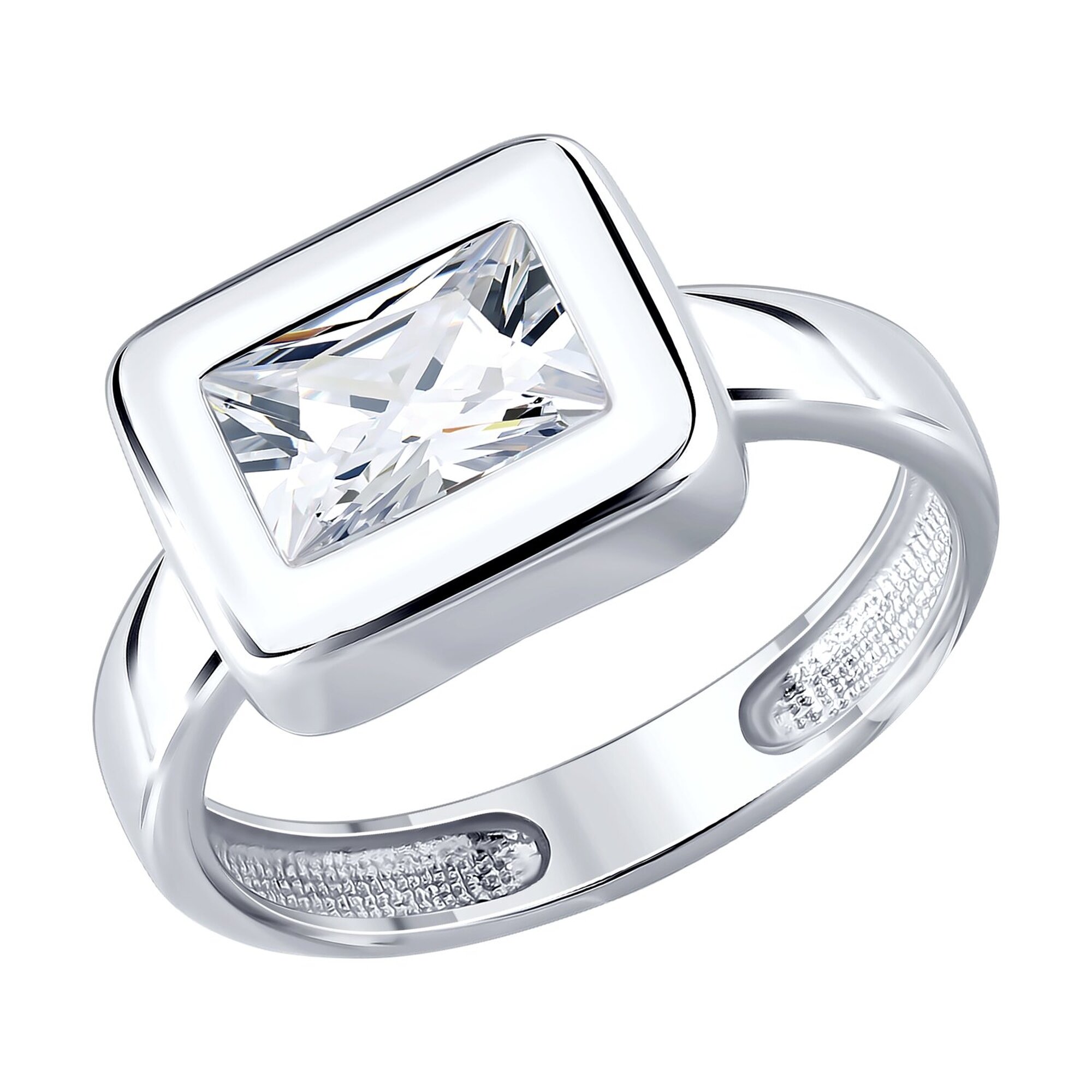 Кольцо Diamant online, серебро, 925 проба, родирование, фианит
