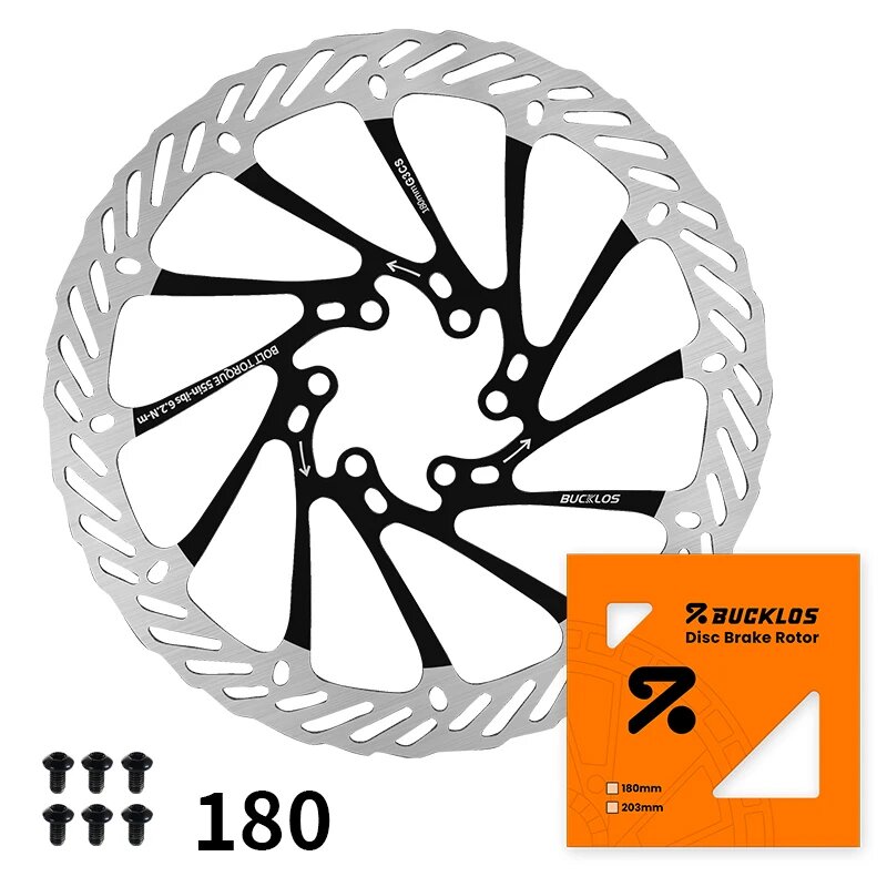 BUCKLOS G3 Дисковый тормоз велосипеда 160/180/203 мм стальной черный Black-180MM