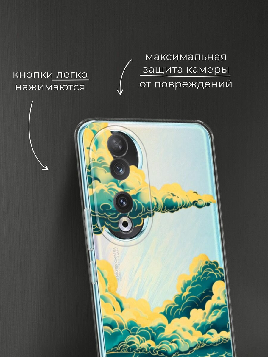 Чехол на Honor 90 / Хонор 90 с принтом Облака и космос, прозрачный — фото 1