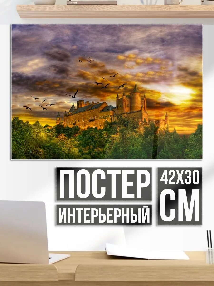 Плакат постер Замок на закате