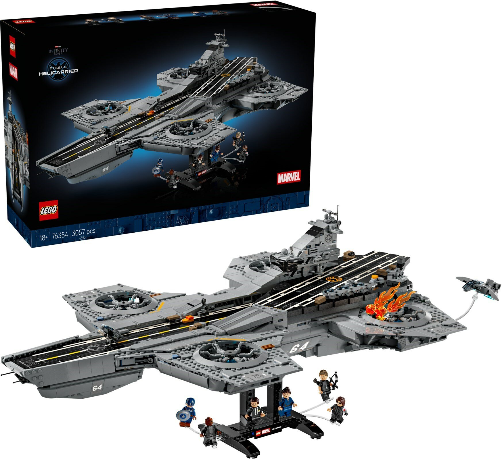 Конструктор LEGO 76354 - Лего Вертолетоносец Геликарриер SHIELD, 3057 деталей