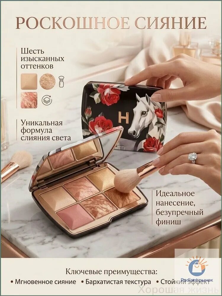 Палитра для лица Hourglass Ambient Lighting Palette 2025, румяна, хайлайтер, контурную -Horse