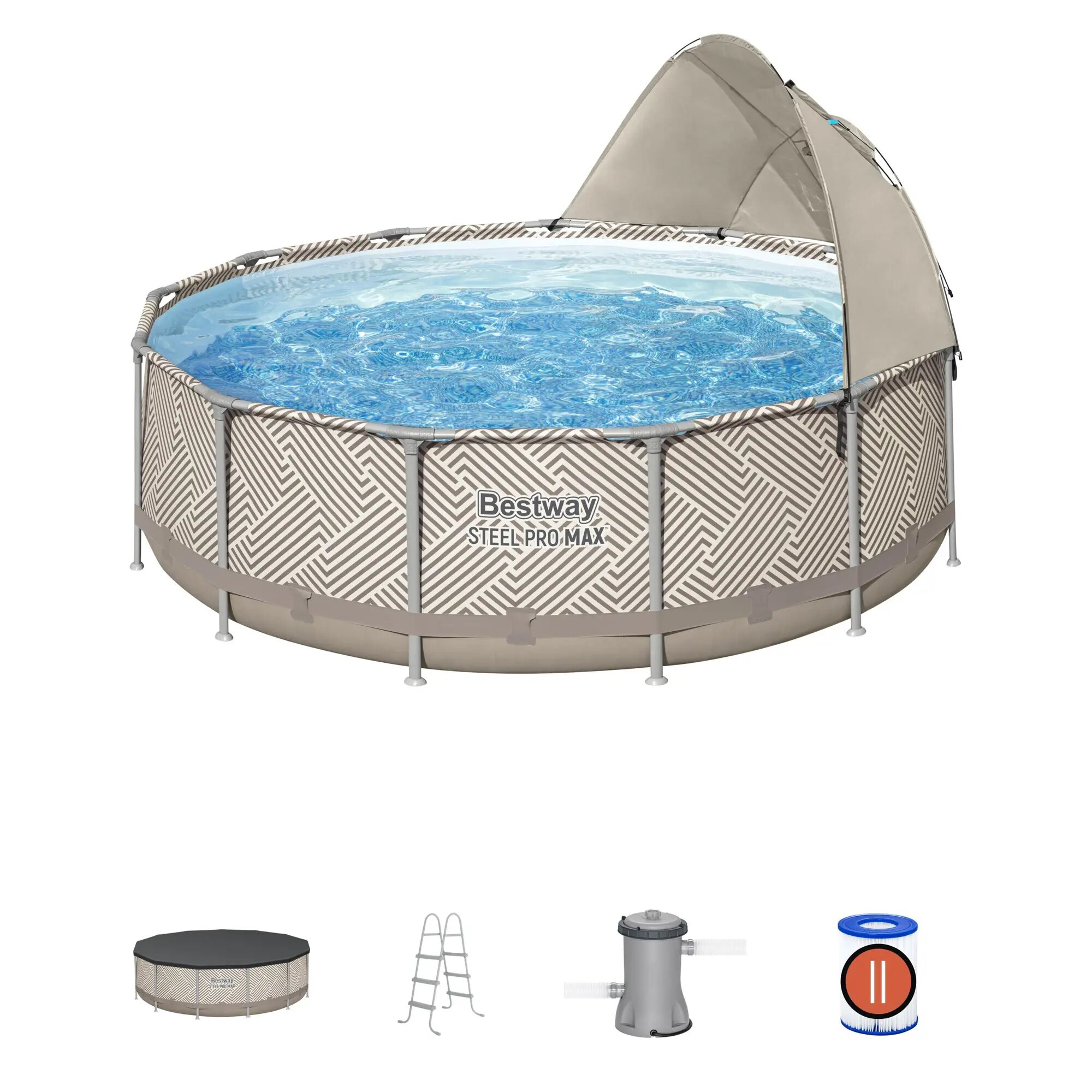 Бассейн Bestway Steel Pro Max, каркасный, круглый, бежевый, 11133л, 3.96х1.07 м