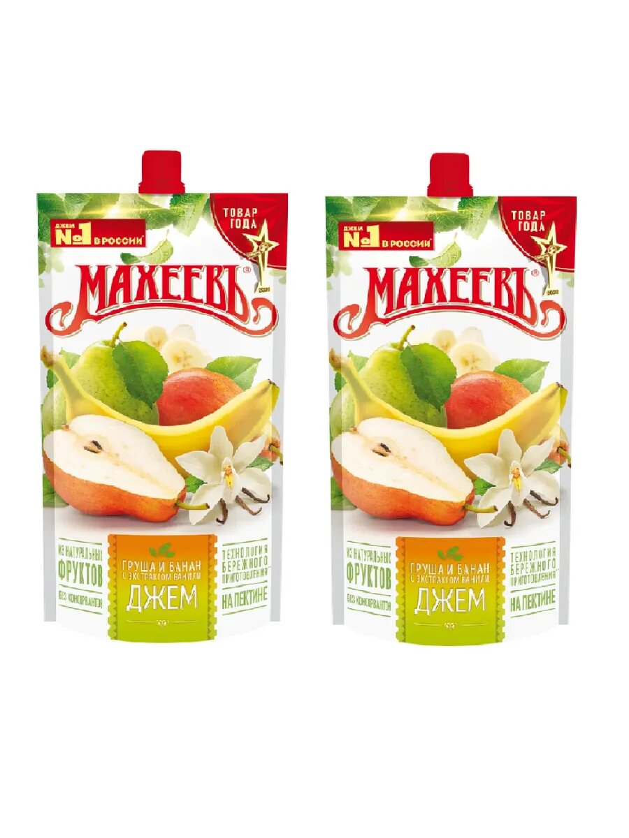 МахеевЪ Джем Груша и Банан с экстрактом Ванили, 300г, 2 уп