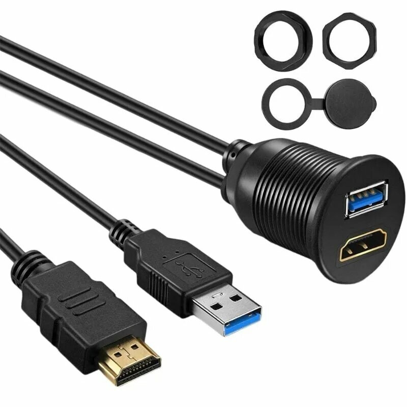 Аудиокабель-удлинитель приборной панели круглый HDTVUSB3.0-1м