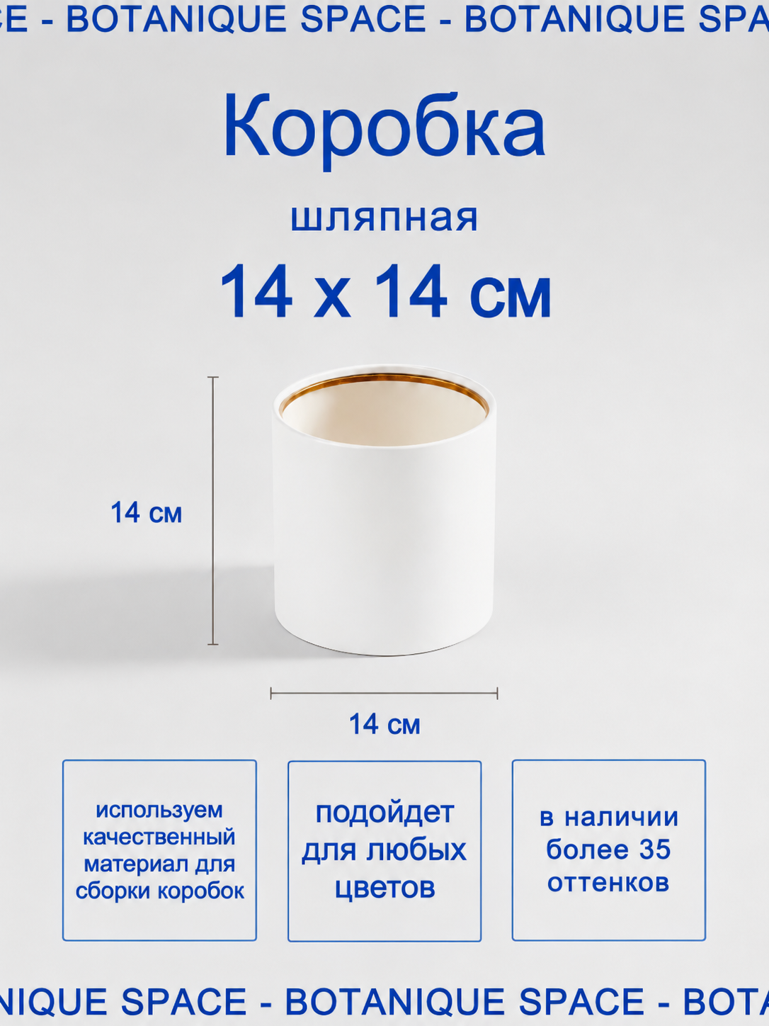 Шляпная коробка 14х14 см / белый / без крышки / для цветочков
