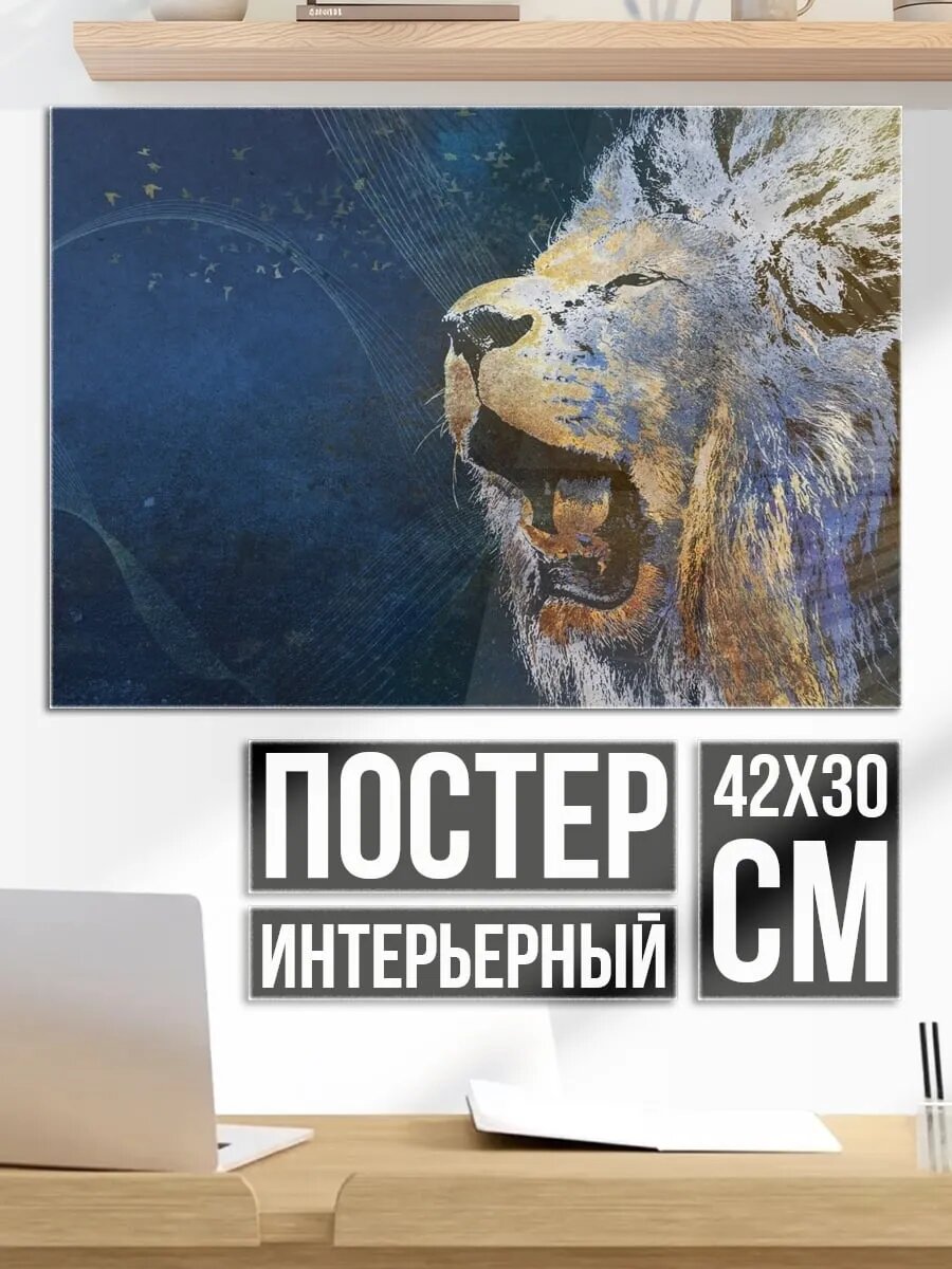 Плакат постер Лев в космосе
