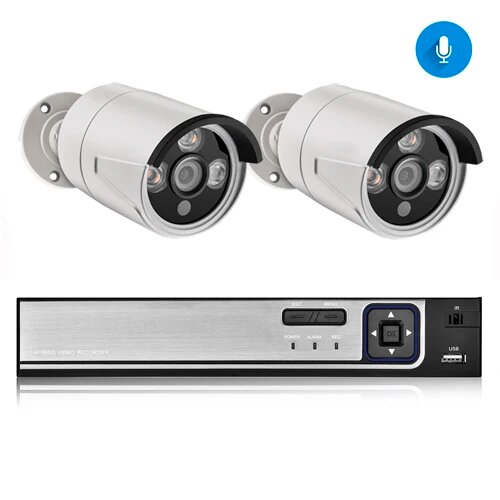 Система видеонаблюдения Gadinan Outdoor Audio Record CCTV 8-канальная 4MP POE NVR с камерами IP P2P H.265+ с детекцией движения 3.6mm XMEye