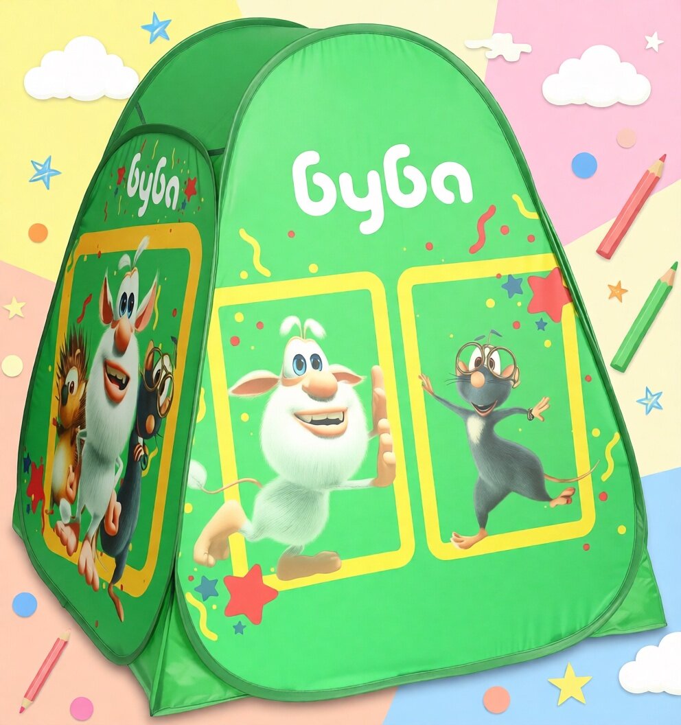 Детская игровая палатка "Буба", складная, в сумке, зеленая, 81x90x81 см