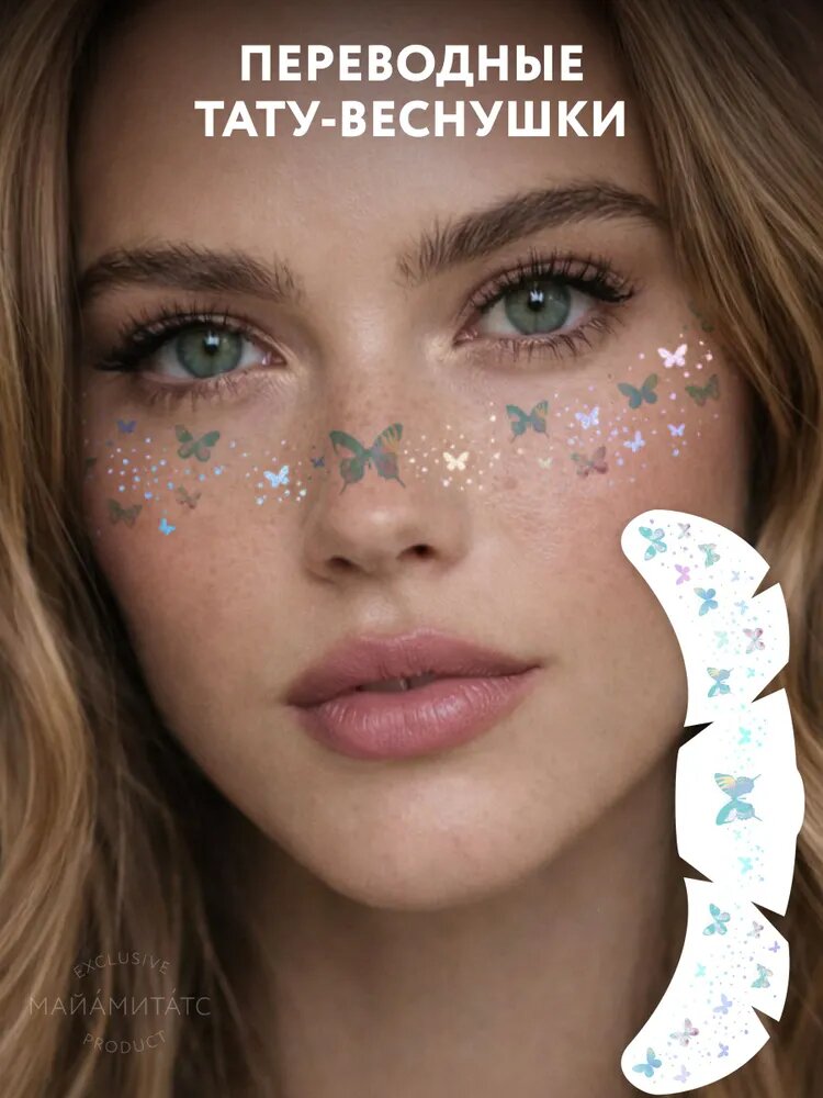 Переводные тату веснушки Holo Butterfly