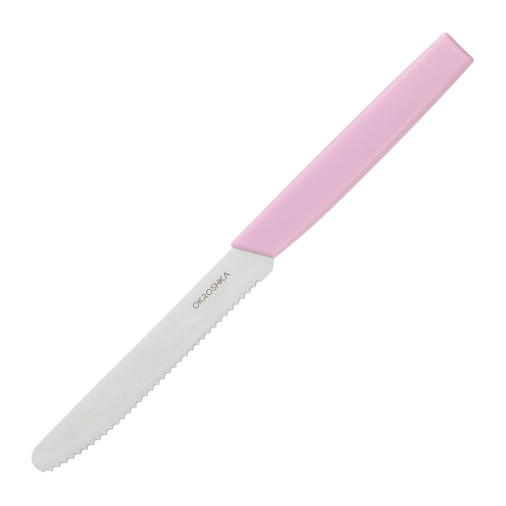 OKROSHKA OK225P-PN-CTS Нож cтоловый okroshka салат, лезвие 11 см, с серрейторной заточкой, розовая ручка