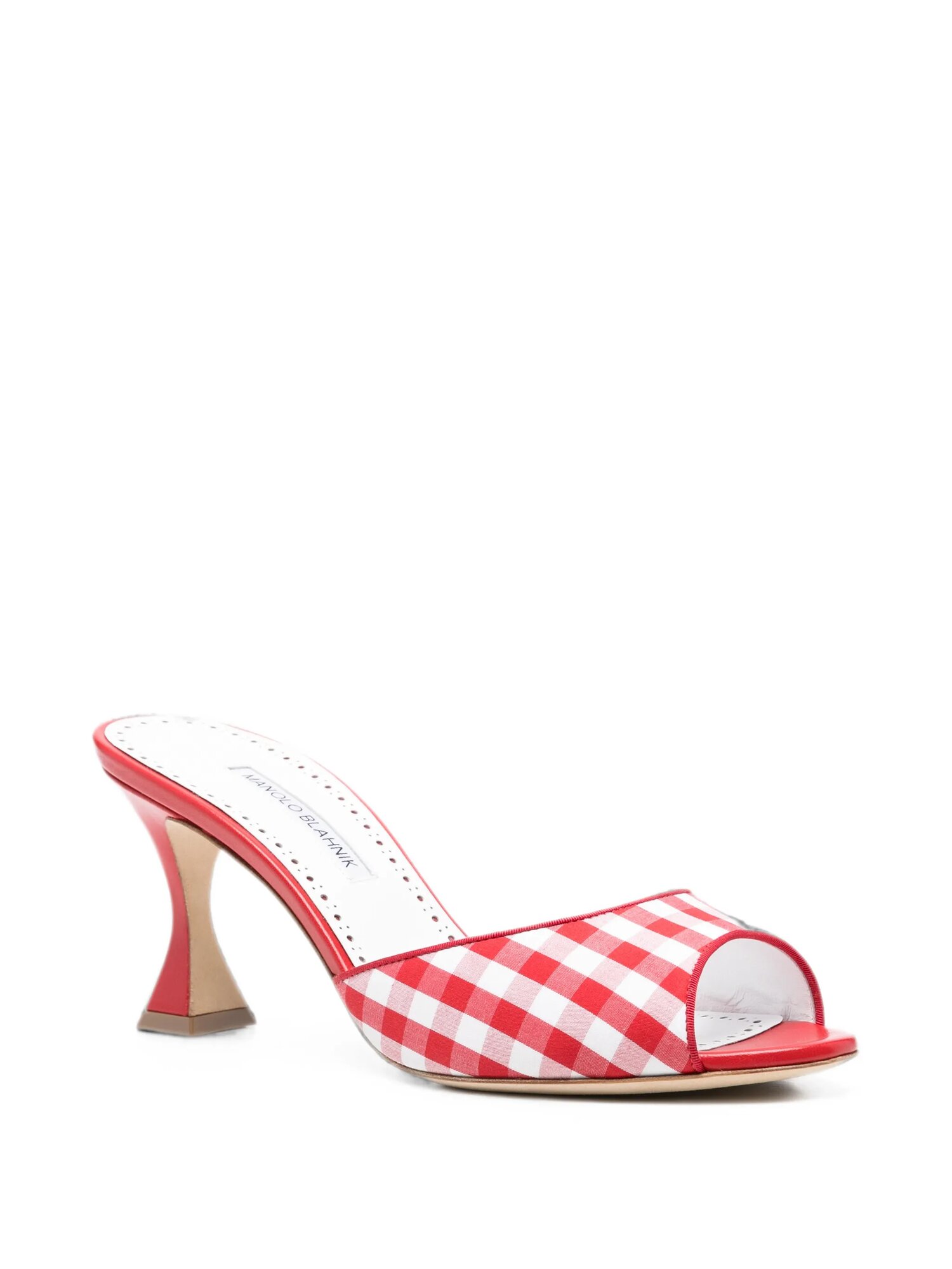 Мюли Manolo Blahnik Jadara gingham mules, размер 35, red — фото 1