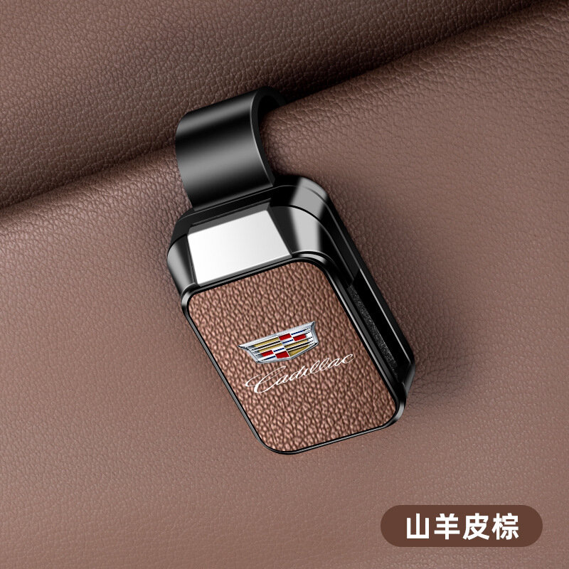 Автомобильный держатель для очков для Кадиллака CT5/CT6/CT4/GT4 - Кожа козьего, модель Y001, коричневый