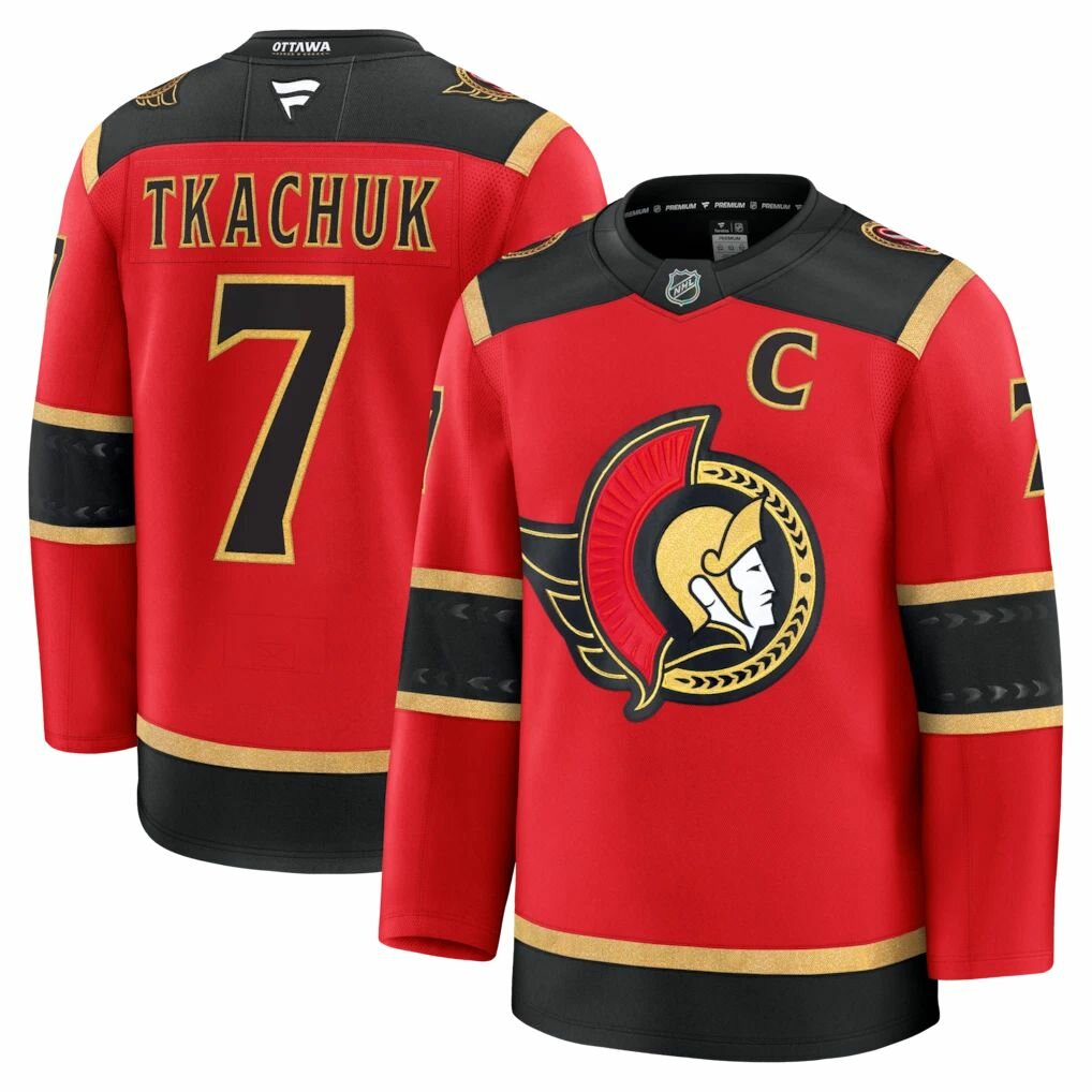 NHL Оттава Сенаторз Красный дом джерси хоккейная Ottawa Senators Hockey jersey 7 Brady Tkachuk домашняя красная джерси хоккейная джерси номер 7