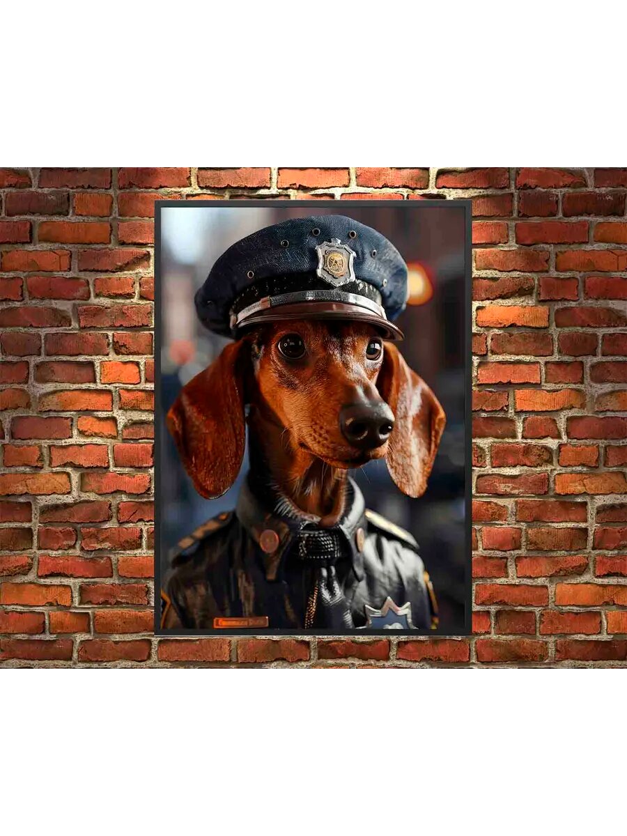 Такса-собака-полицейский 2, Плакат 30x42см