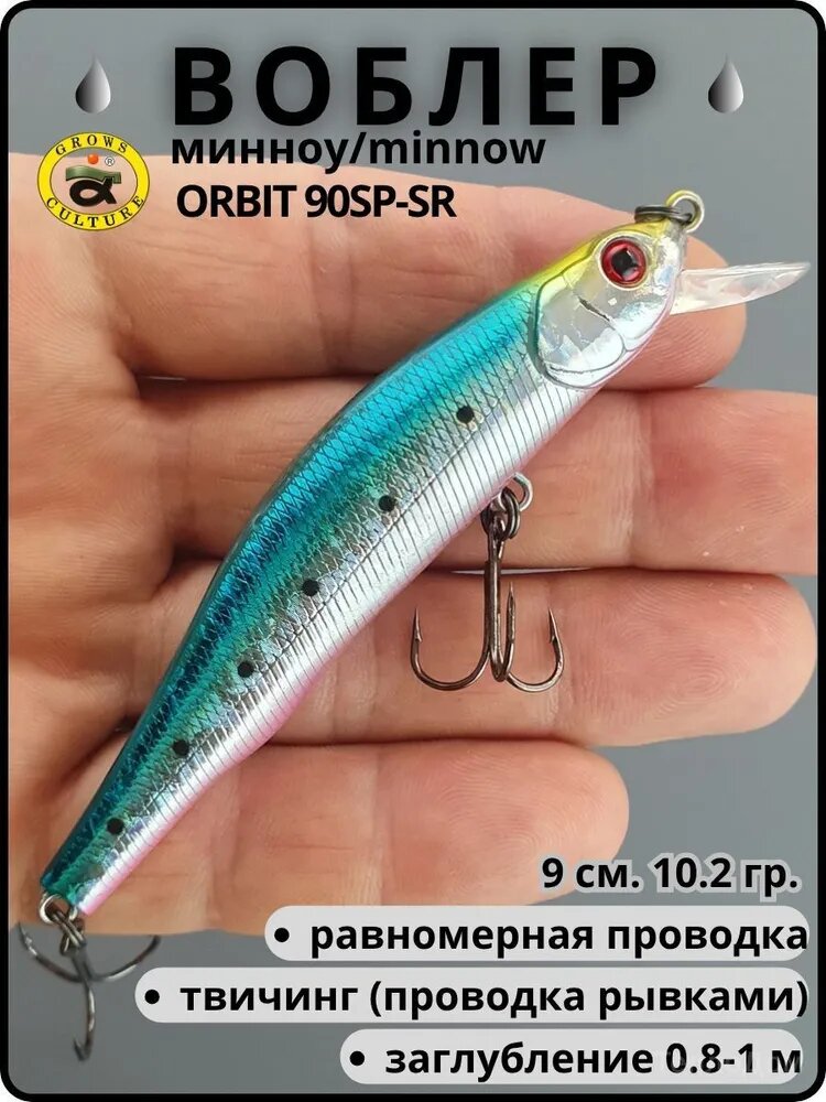 Воблер минноу суспендер 90sp-/90 мм 10.2 г #003 Заглубление 0,8 - 1м Приманка нейтральной плавучести Орбит для рыбалки на щуку, окуня, судака