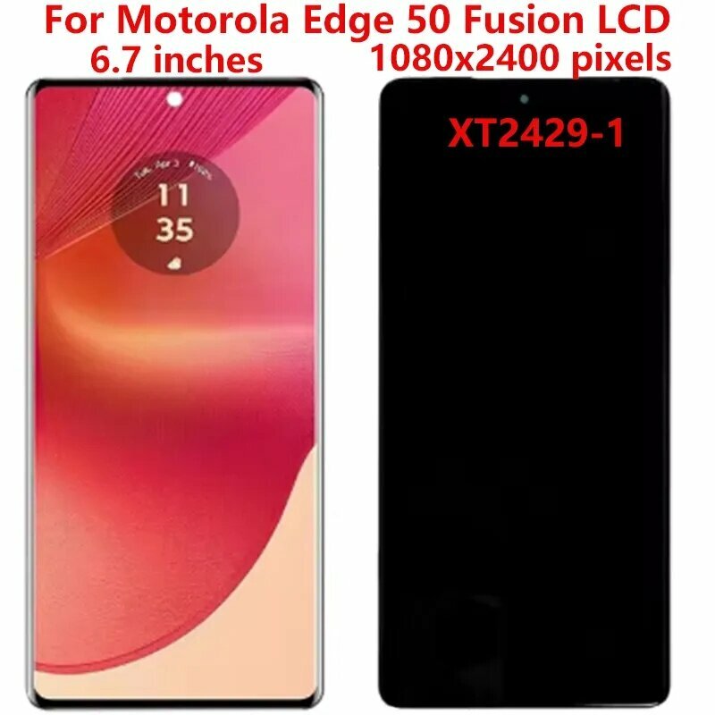 6,7-дюймовый AMOLED-дисплей для Motorola Edge 50 Fusion XT2429-1, розовый, с рамкой, сенсорным экраном и модулем диджитайзера, запасные части для ремонта.