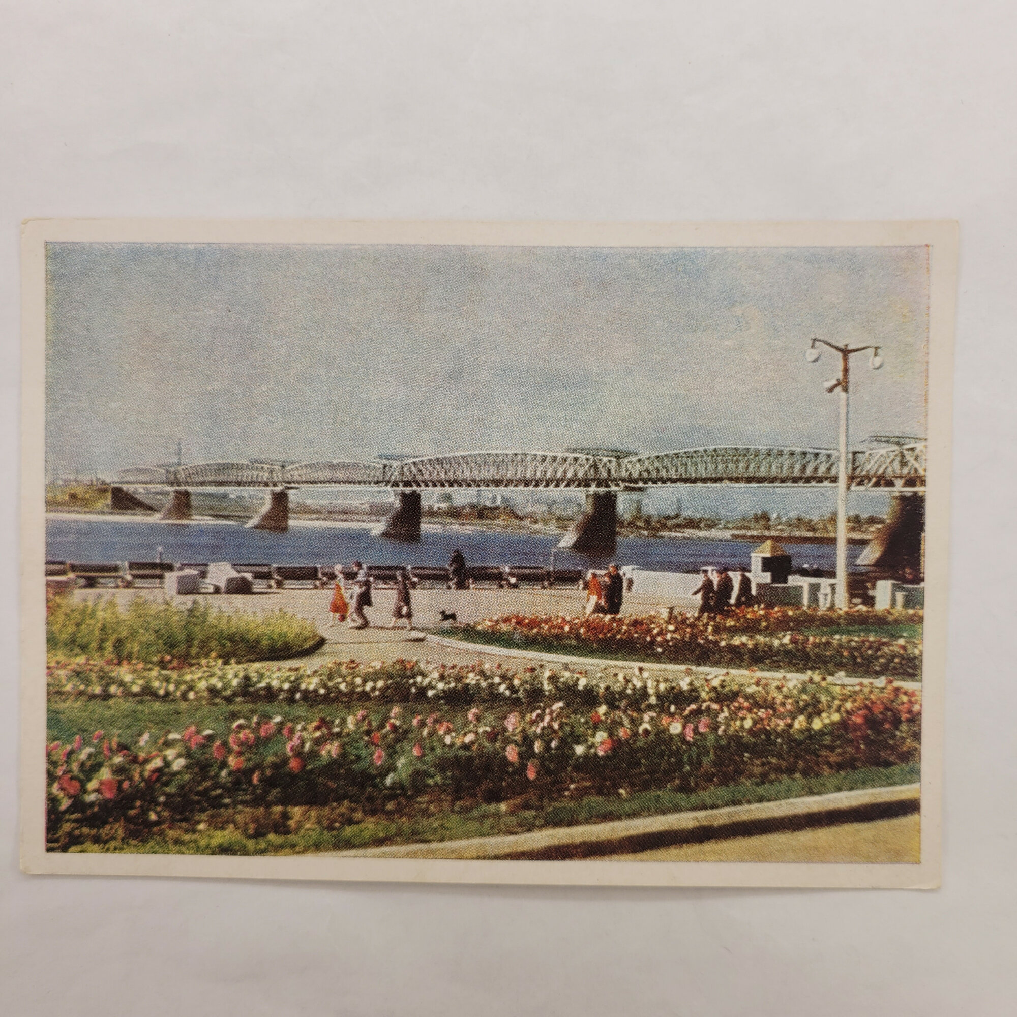 Открытка советская СССР. Новосибирск, набережная у речного вокзала, городской пейзаж. винтаж