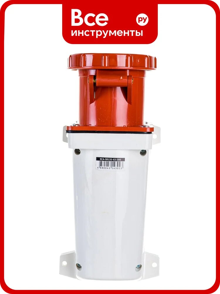 Розетка Navigator 14 302 NCA‑SR135‑63‑380 стационарная наружная 63А 3P+N+PE IP54 14302 пластиковый корпус кабельный