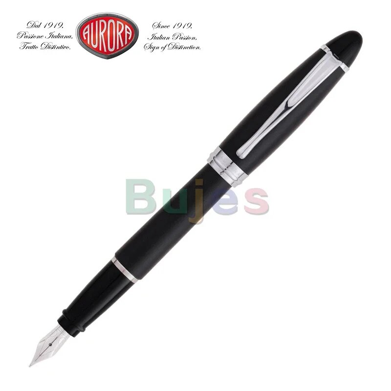 Aurora Ipsilon B10, черная перьевая ручка, перо ef, black silver