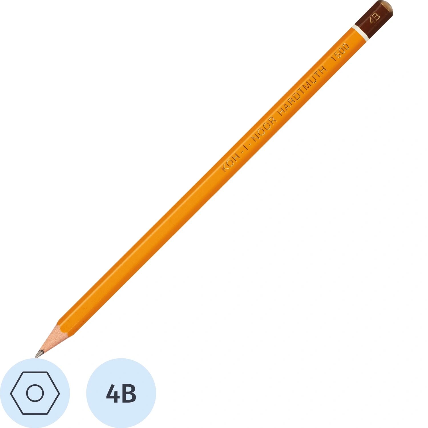 Koh-i-Noor Карандаш чернографитный 4B Koh-i-Noor 1500 заточенный шестигранный