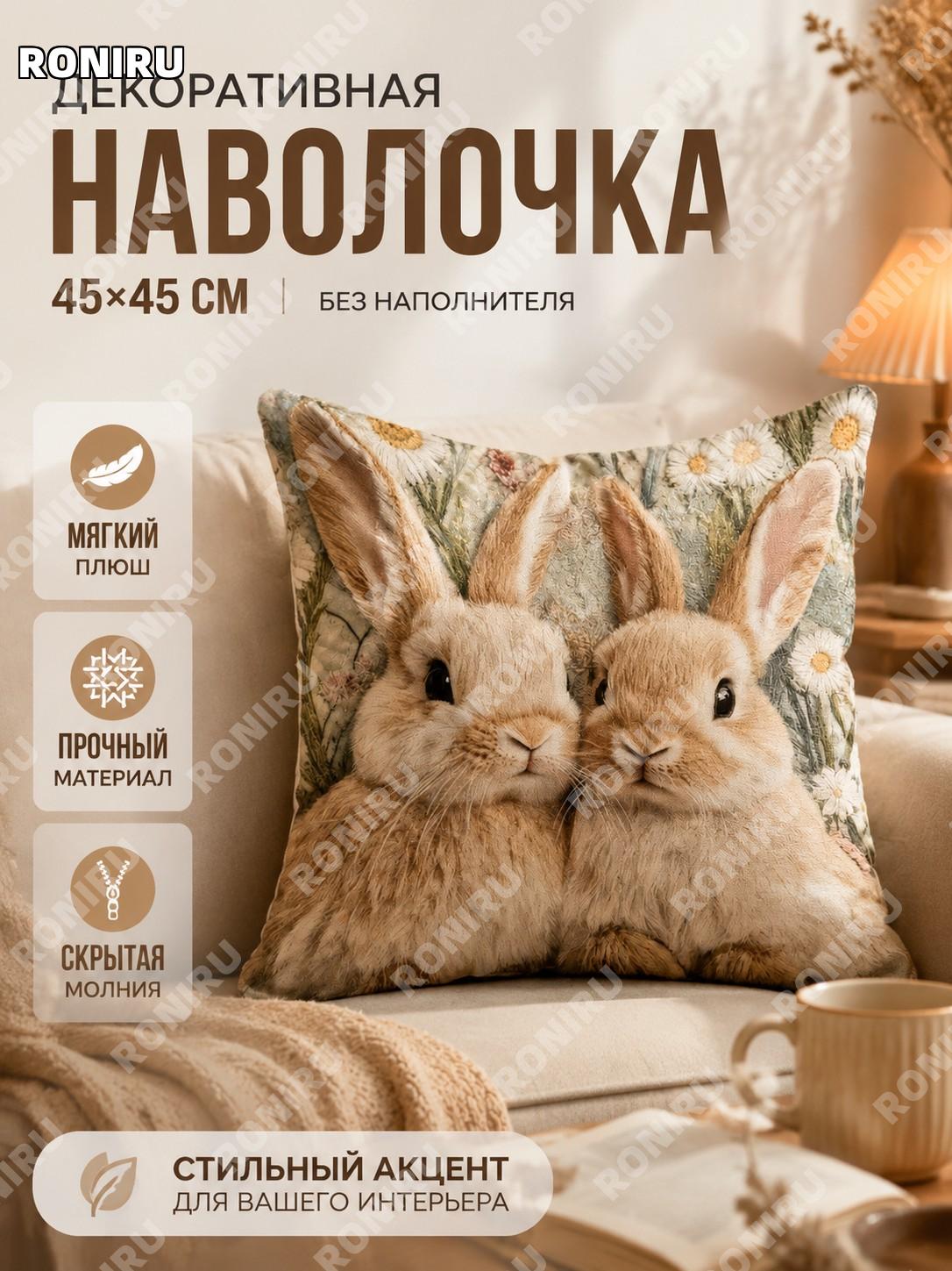 Чехол на подушку JIAX140-23 45×45 см без вкладыша льняной с мягким ворсом для дивана и дома уютный декор интерьера