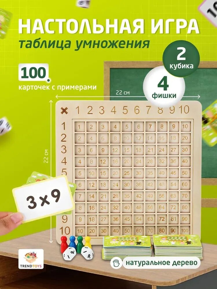 Настольная игра таблица умножения, математический тренажер. Головоломка. Логическая игра
