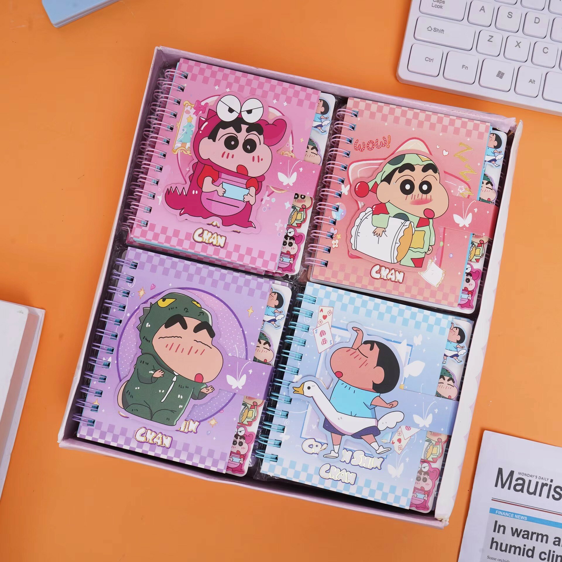 Мультяшный блокнот на кольцах Crayon Shin-chan с липучкой, милый дневник для детей