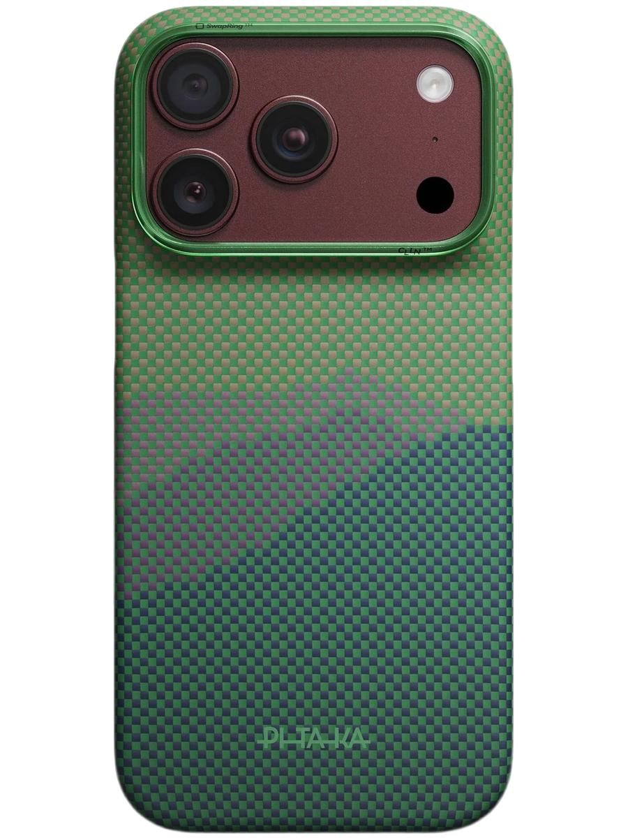 Ультра тонкий чехол PITAKA (Over The Horizon 2.0) (PitaTap) для iPhone 17/18 Pro, (Spring Dawn) Зелёный