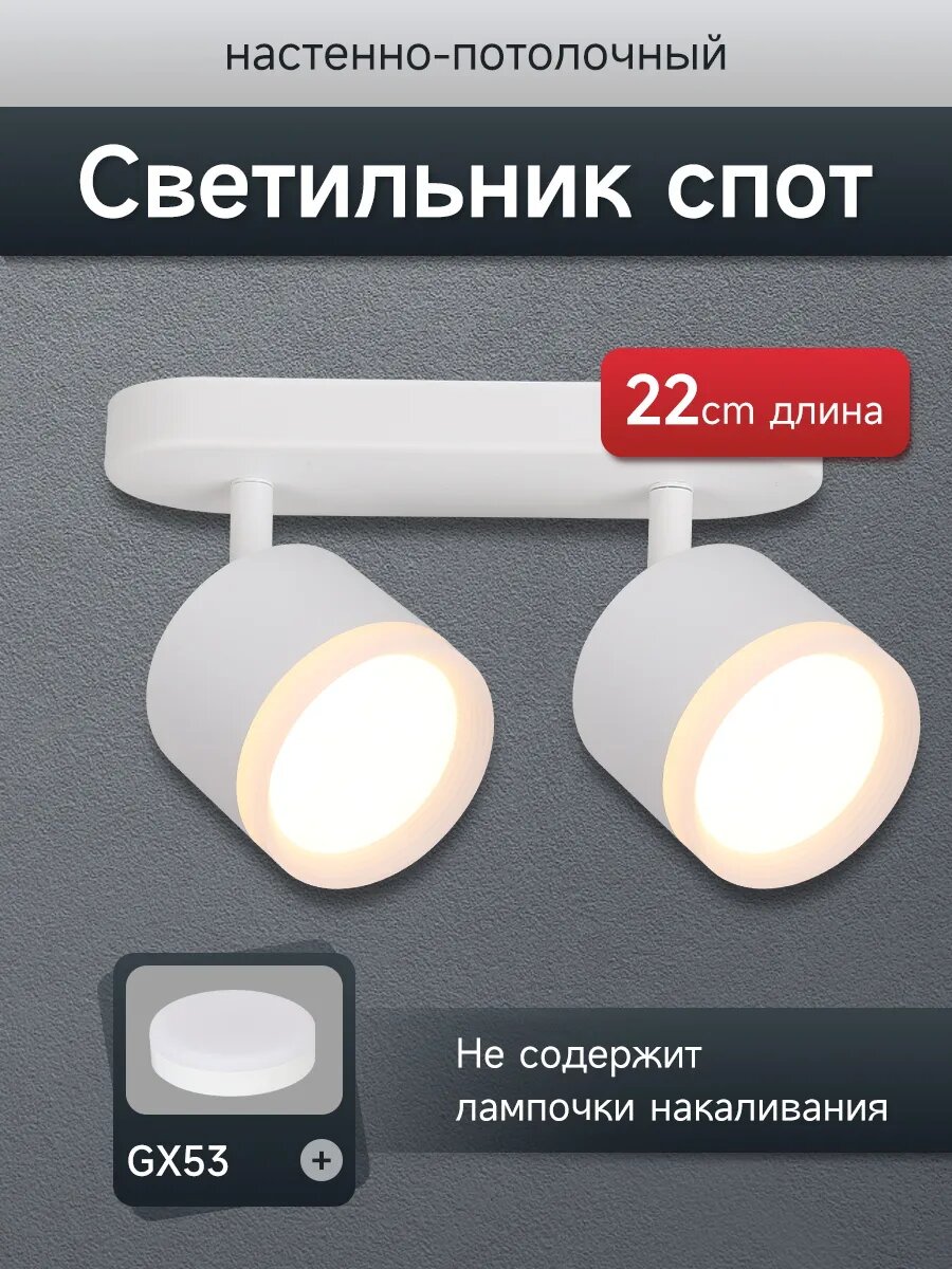 GX53 Люстра потолочная светильник поворотный 2 спот,22cm
