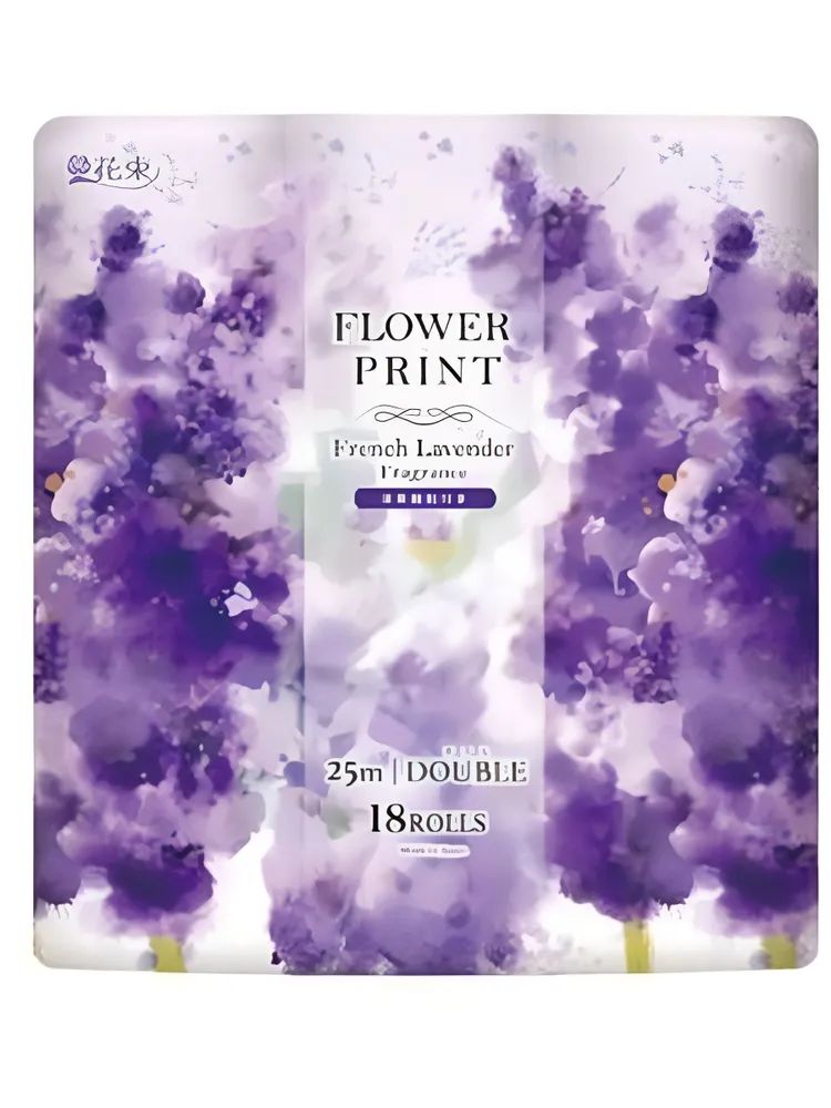 Туалетная Бумага MARUTOMI TISSUE Hanataba Flower Print French Lavender 18 Rolls Double Премиальная двухслойная гипоаллергенная с ароматом Французской Лаванды 25 м, 18 рулонов. Япония.