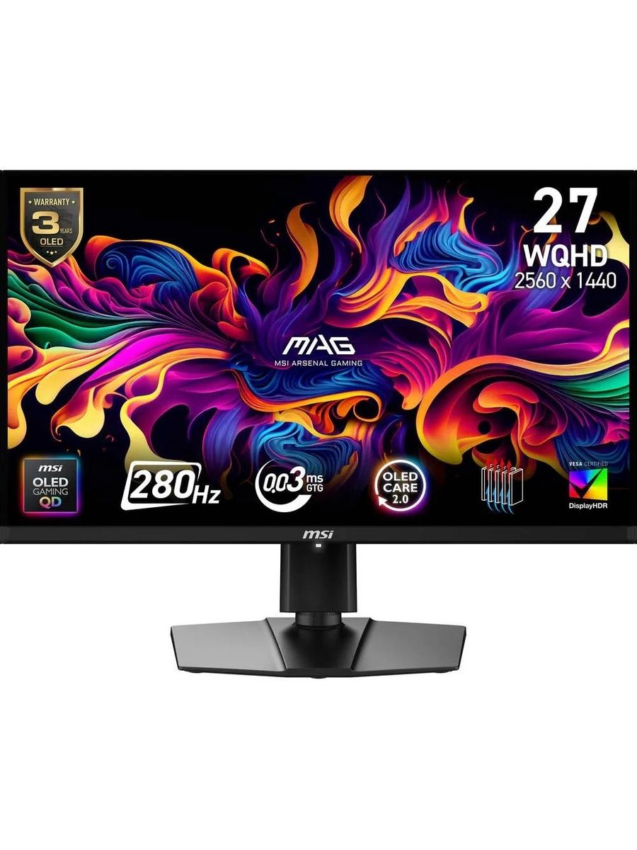 MSI 26.5" Монитор Mag 271QP (9S6-3CF19T-010), OLED, 2560x1440 2K, 280 Гц, черный