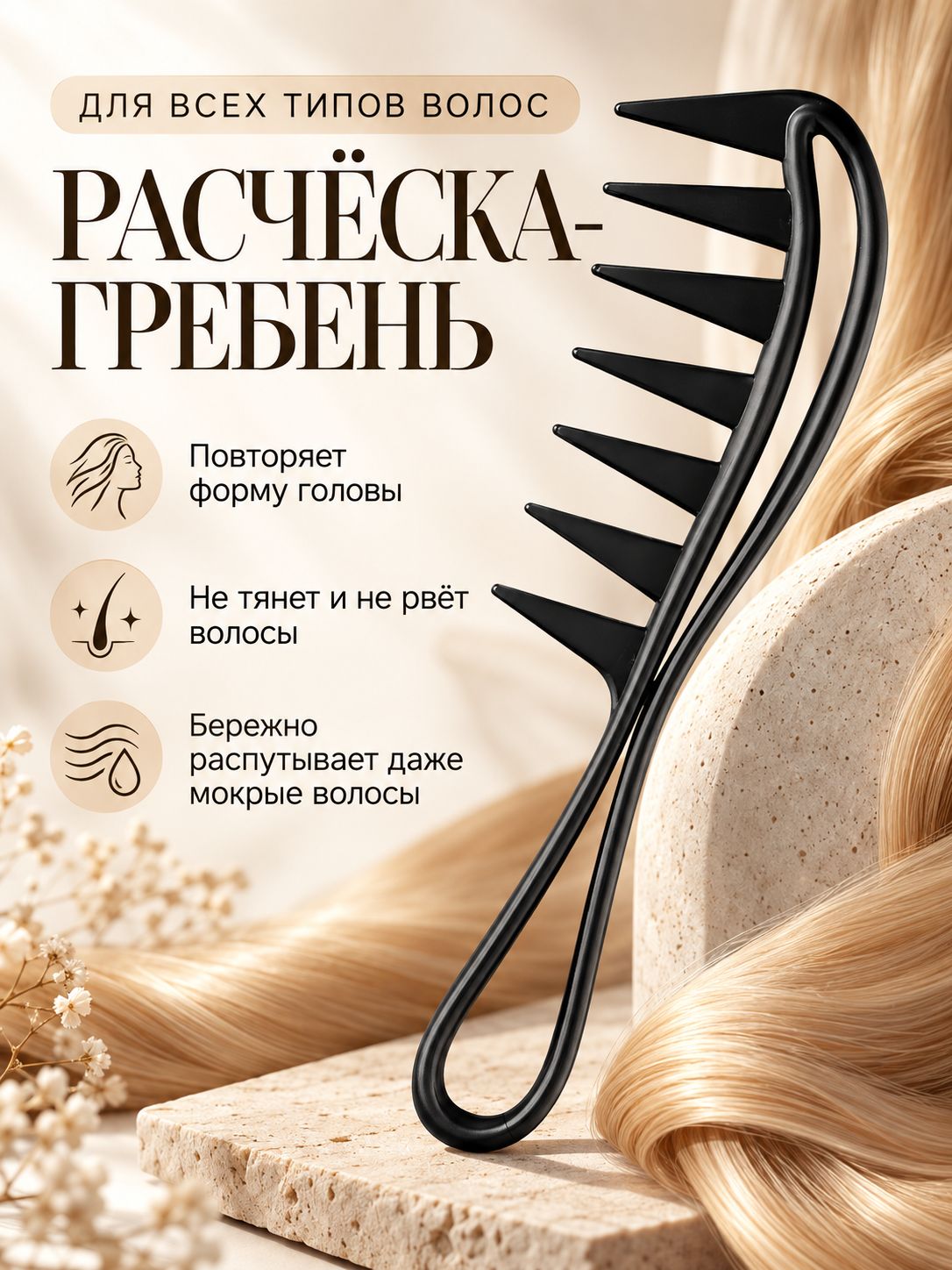 Расческа гребень для волос 1 шт.