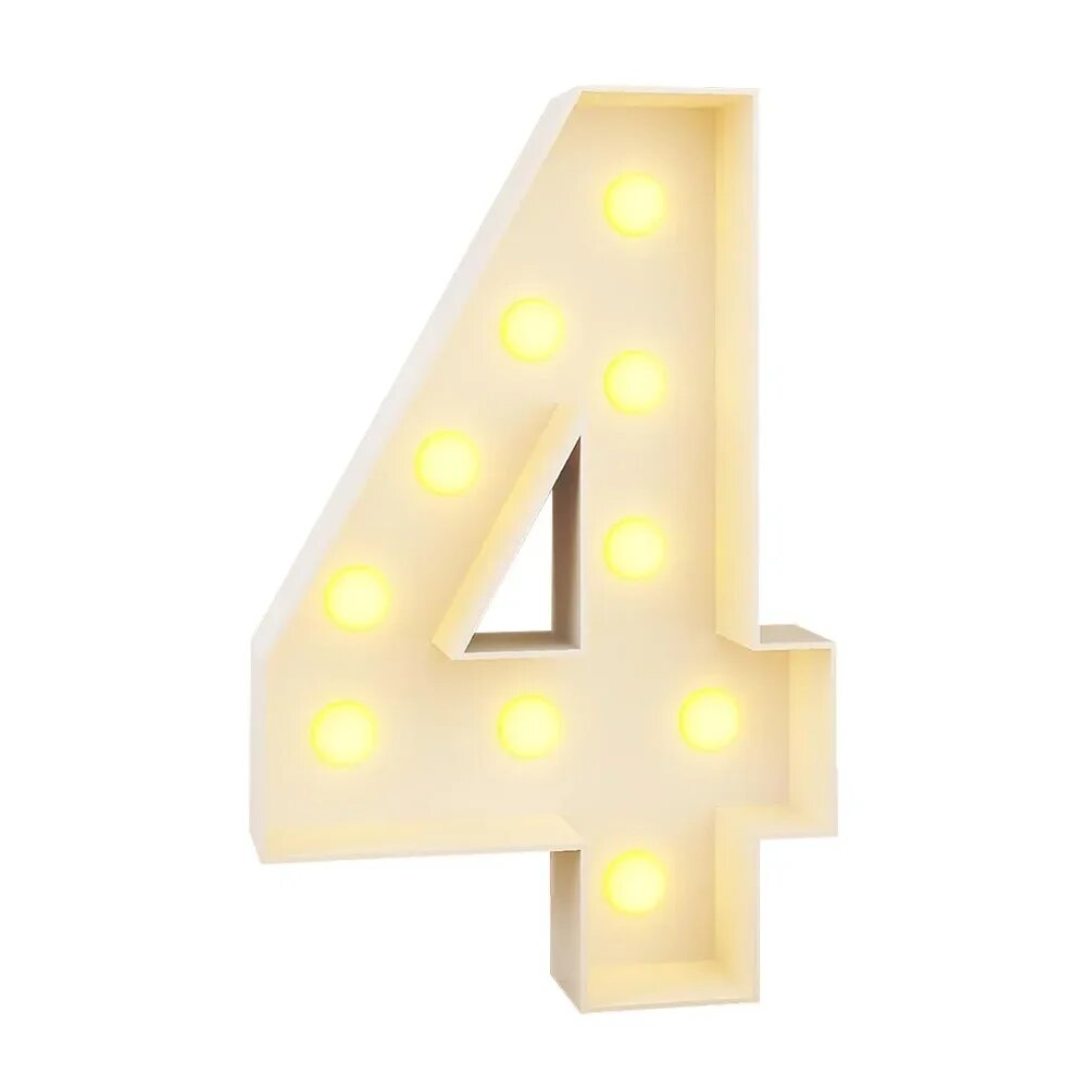 Светящаяся цифра 4 LED, белая, 91 см, Color: Желтый