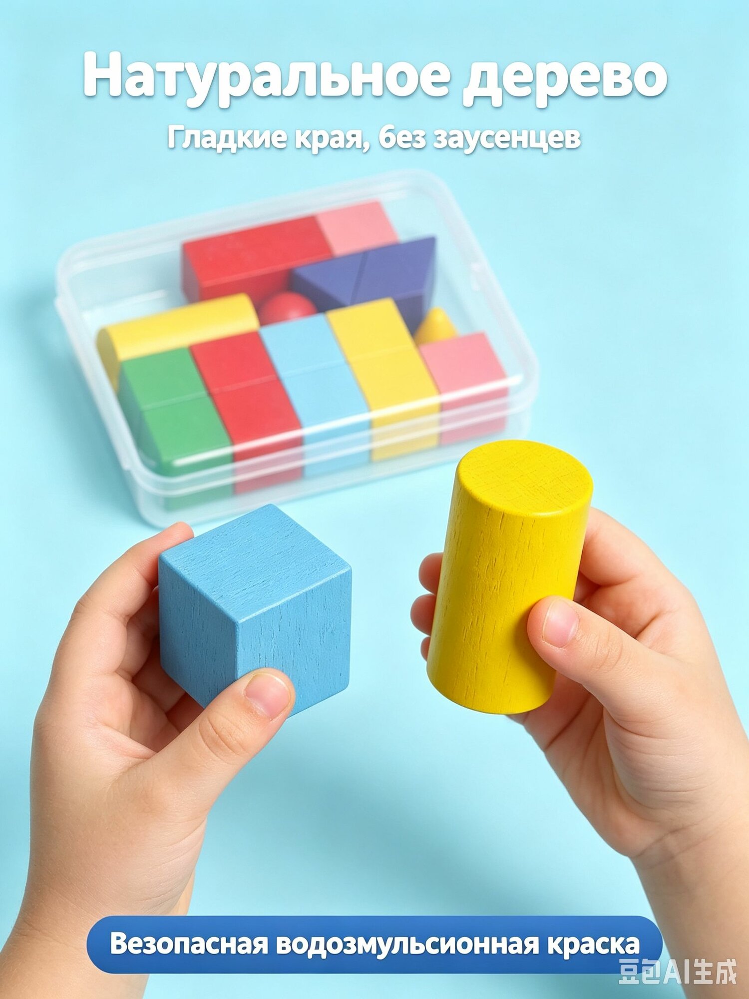 Деревянный набор геометрических фигур 16 шт, развивающая игрушка для изучения математики, с контейнером для хранения