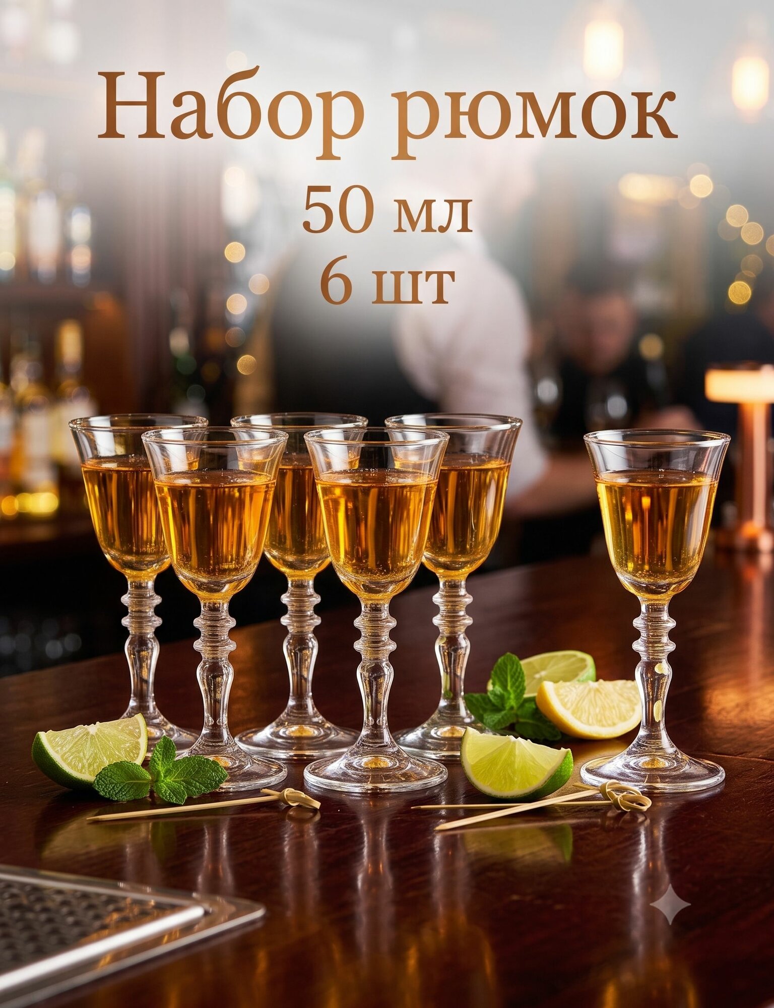 Рюмки 50 мл, набор 6 шт, стеклянные