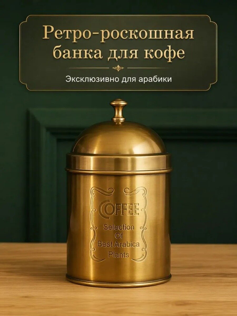 Банка для сыпучих продуктов 500 мл латунь цилиндрическая с крышкой 1 шт