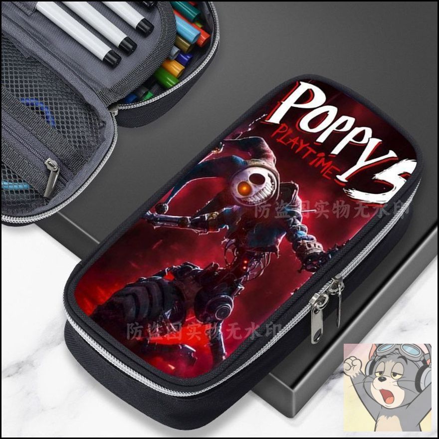 Пенал школьный с принтом Poppy Playtime, большой вместительный пенал-треугольник на молнии, водонепроницаемый, для мальчиков и девочек, школы подарка