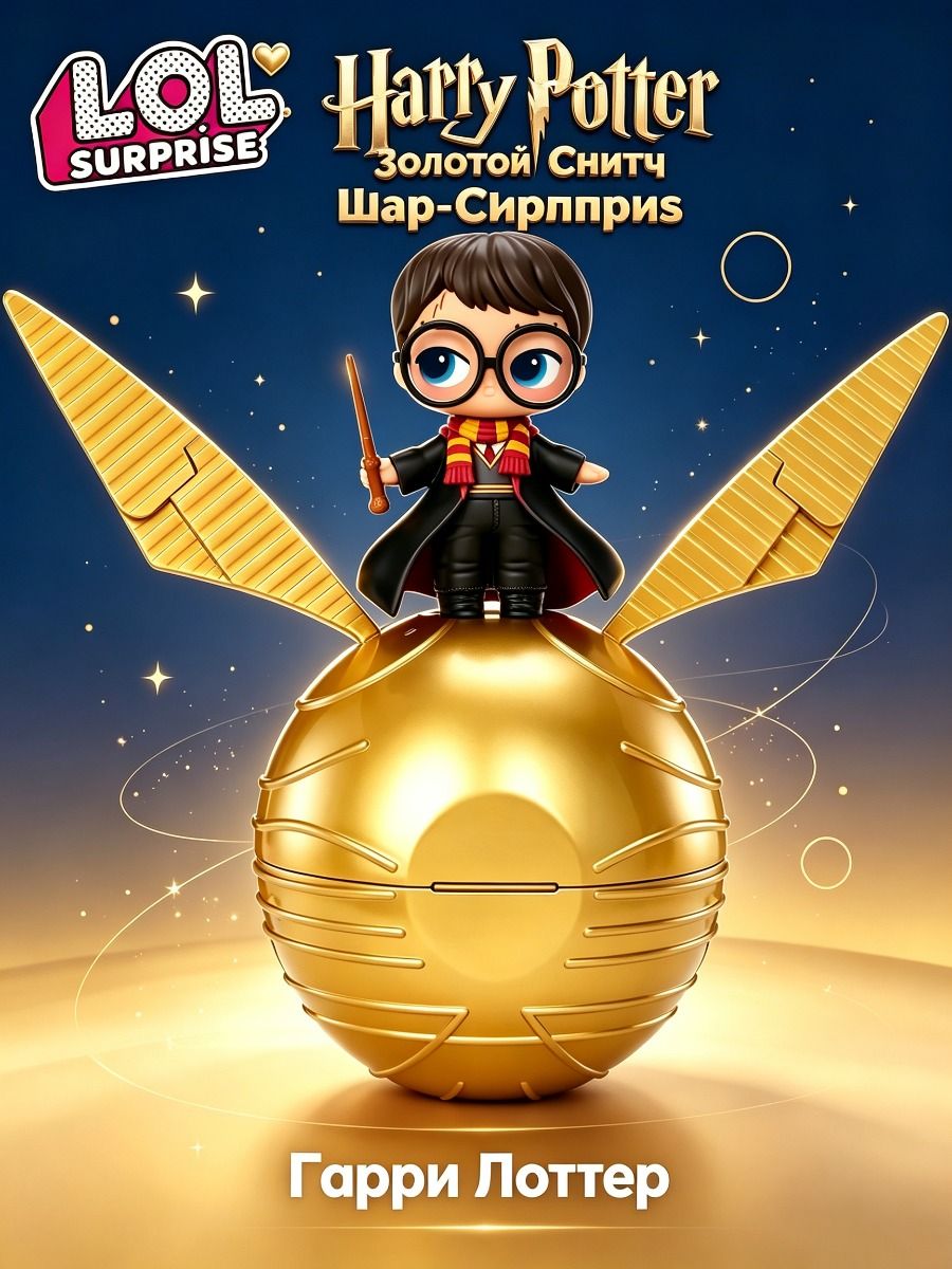 LOL SURPRISE Шар-Сюрприз Harry Potter Золотой Снитч, Фигурка Для Детей С 7 Сюрпризами