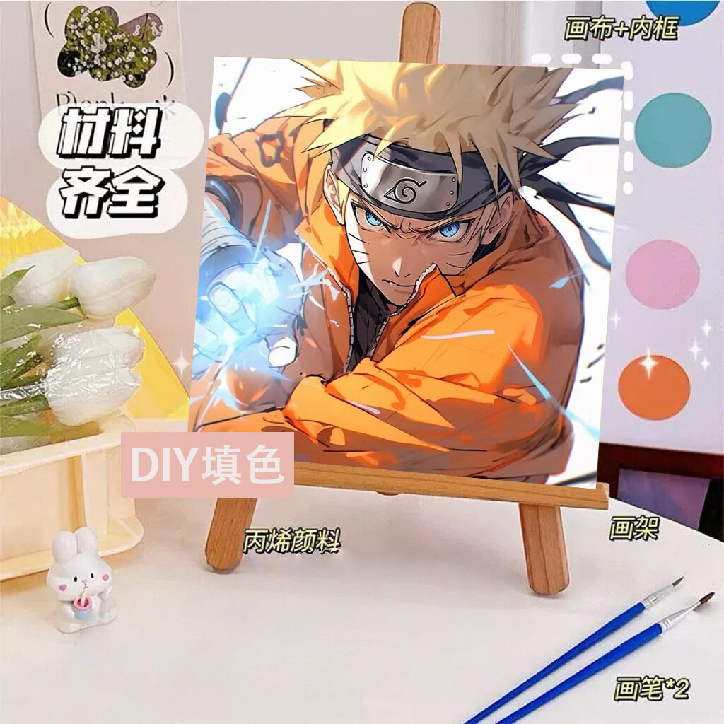 Цифровая картина Naruto DIY Naruto Sasuke акриловый холст для декора с красками и кистями LA296 20x20см