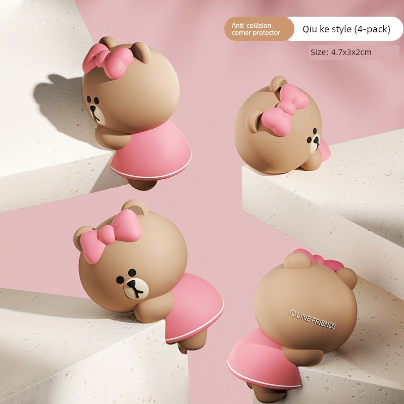 LINE FRIENDS Угловые защитные накладки для детей, мягкие чехлы на ножки стола, Чоко 4 шт. левая и правая